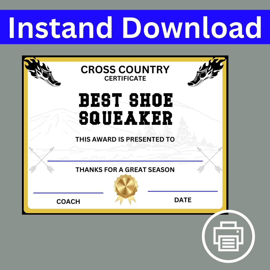 Funny Cross Country Editable Certificate Cross Country Digital Download ...