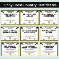 INSTANT DOWNLOAD Printable Cross Country 8.5x11 Certificate / Award ...