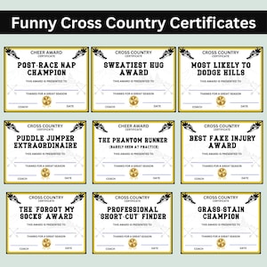 Funny Cross Country Editable Certificate Cross Country Digital Download ...