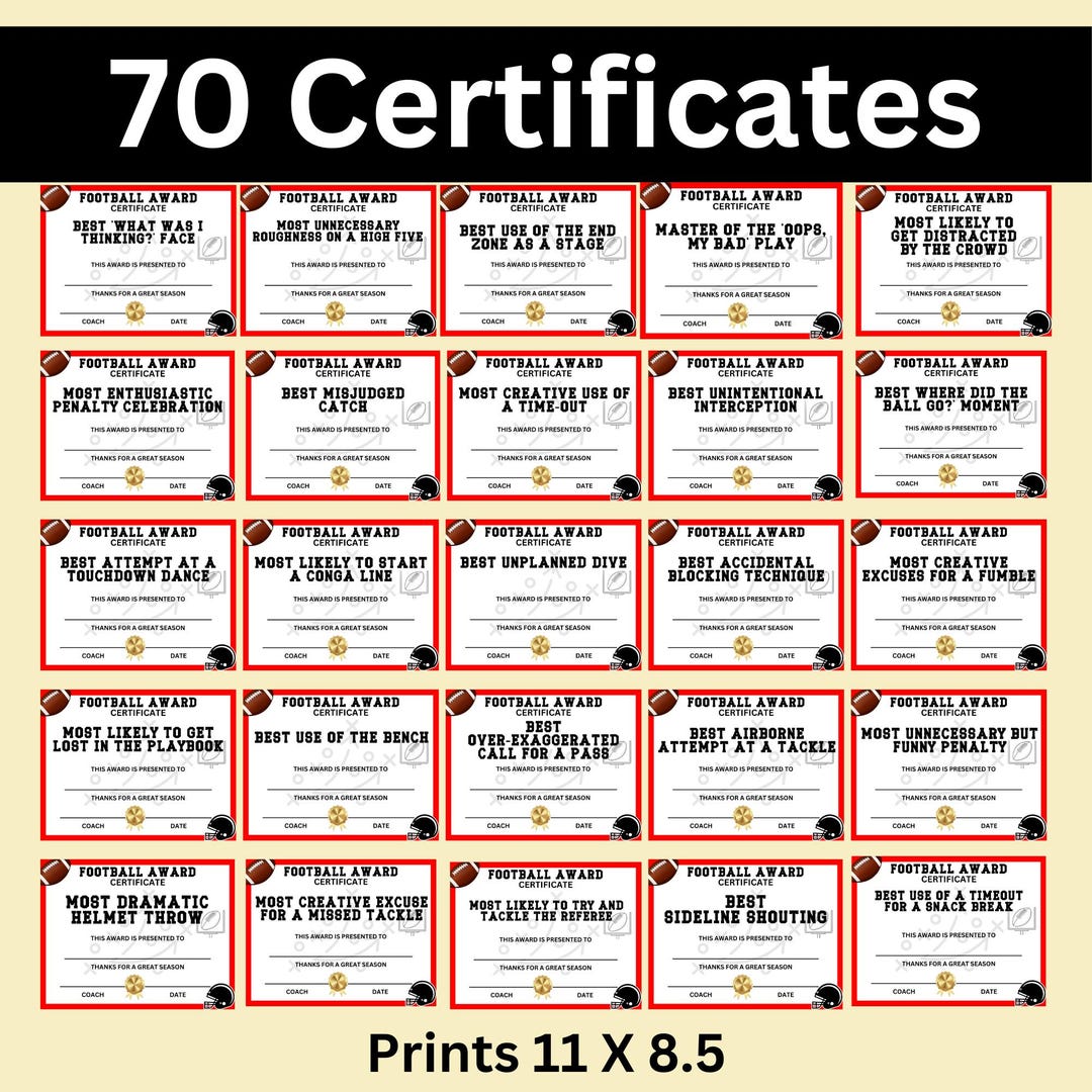 Funny Football Team Award Ceremony Certificate Digital Download ...