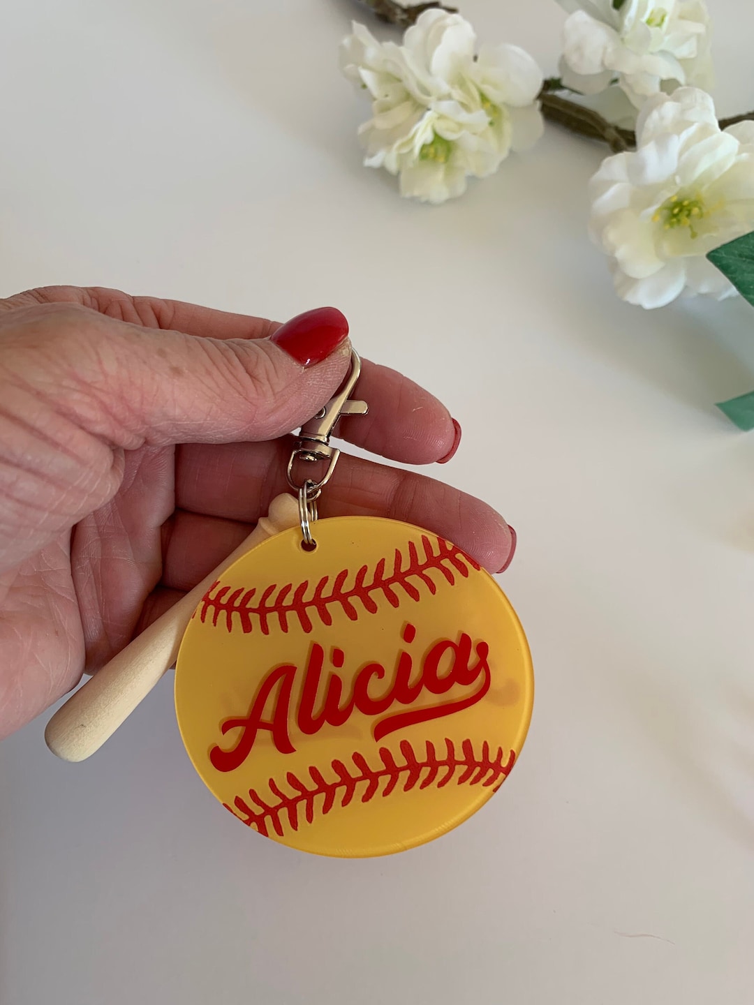 Personalized Softball Name Tag Custom Softball Keychain Teen Girl ...