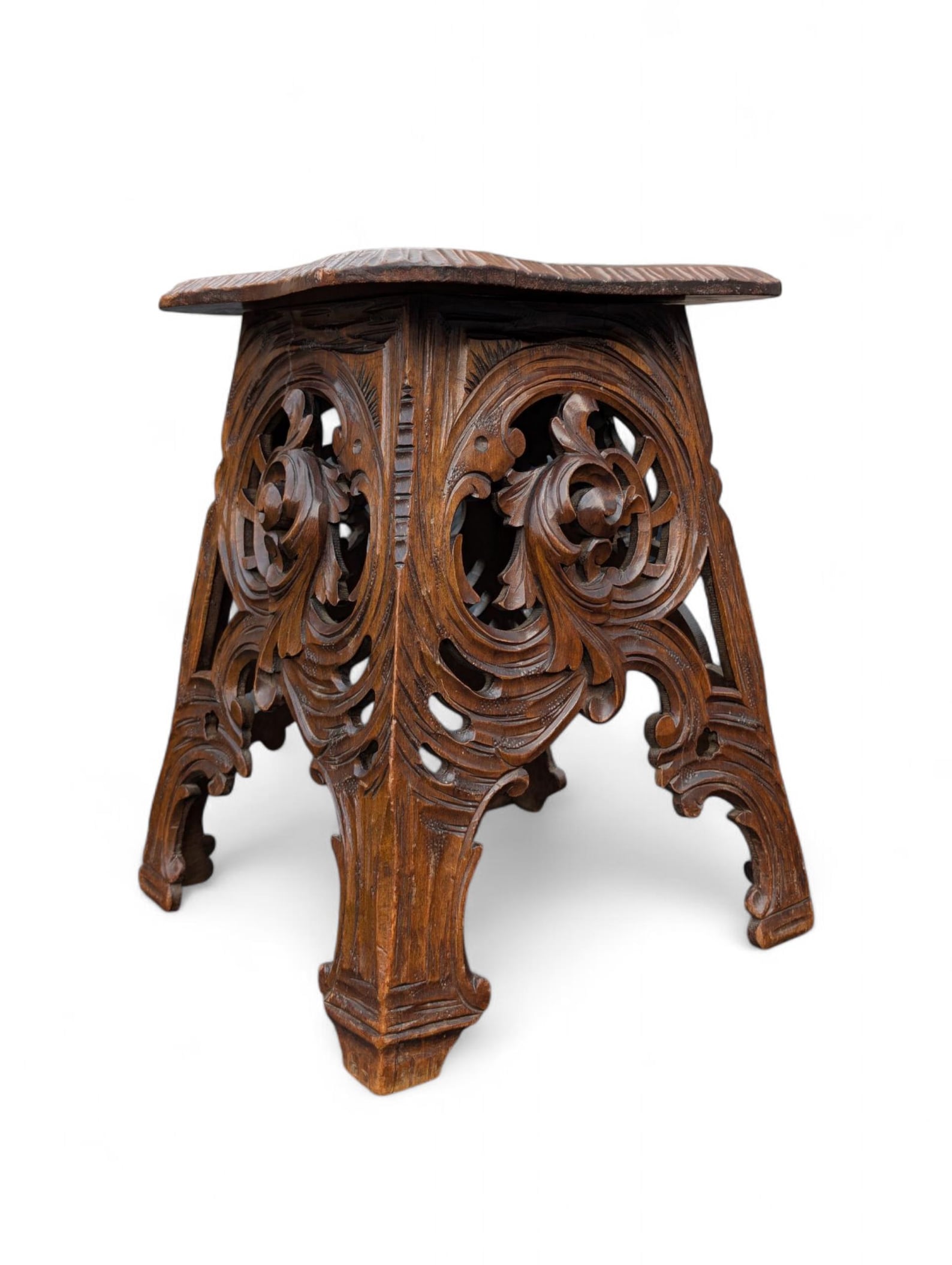 Gothic Revival Carved Walnut Stool, Tracery Panels, C.1880–1900 - Etsy