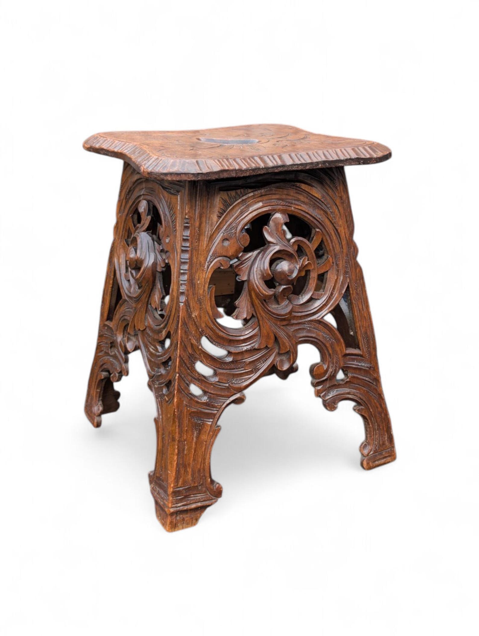 Gothic Revival Carved Walnut Stool, Tracery Panels, C.1880–1900 - Etsy