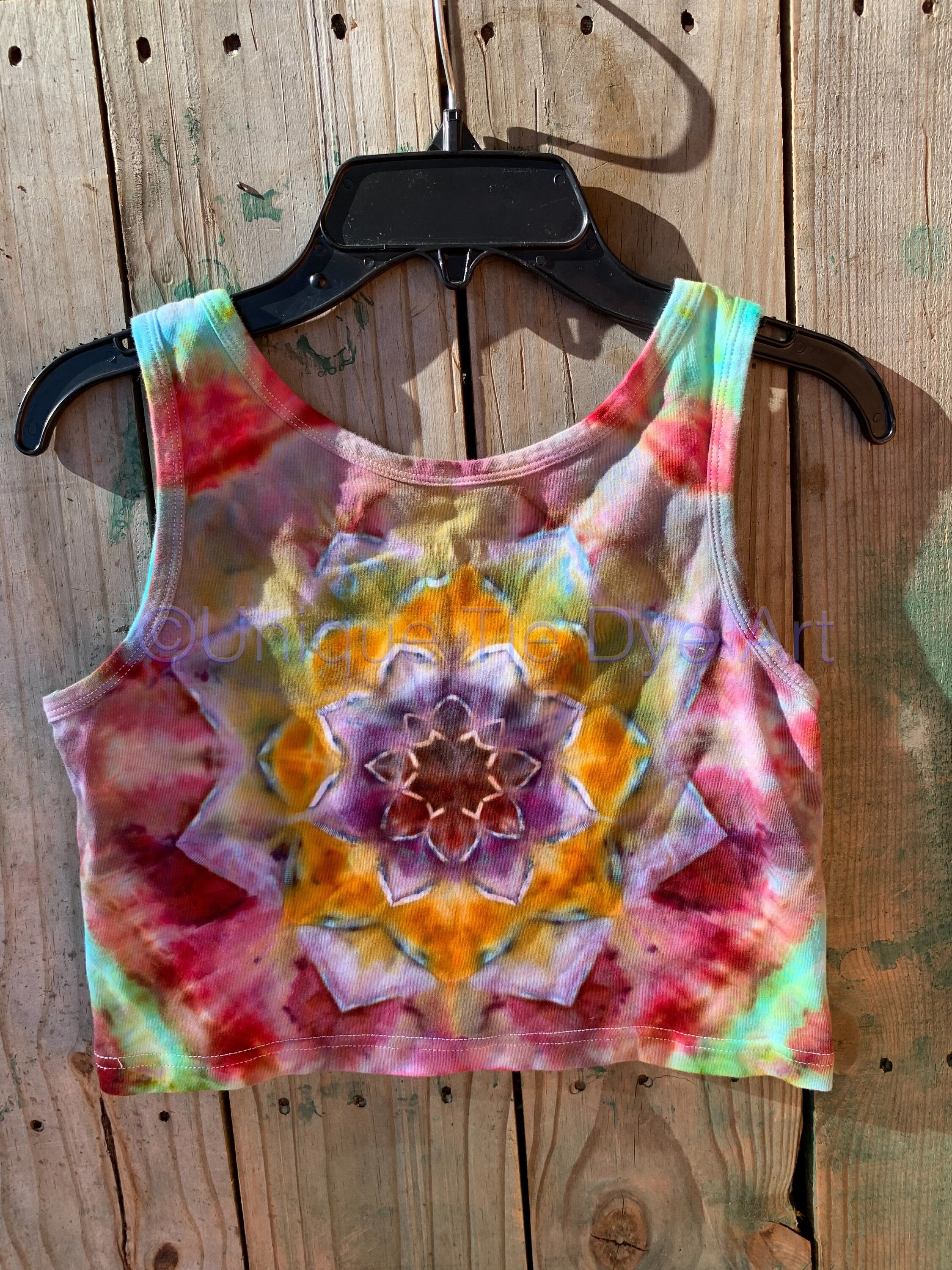 Mandala Crop Top Tie Dyed Lotus on Back XL Skimpy Festival Top Heady ...
