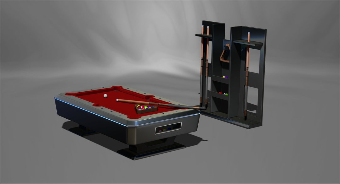 Modern Pool Table, Complete With Accessories, 1:5 Scale, 3D Model ...