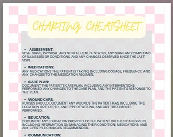 CHARTING CHEAT SHEET - Etsy