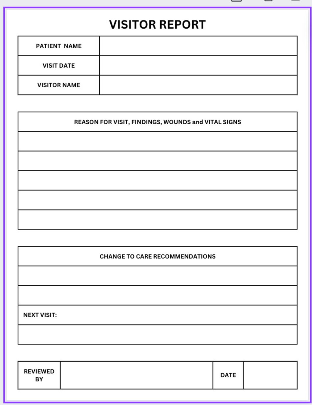 Medical Facility Visitor Log, Patient Visit Report - Etsy