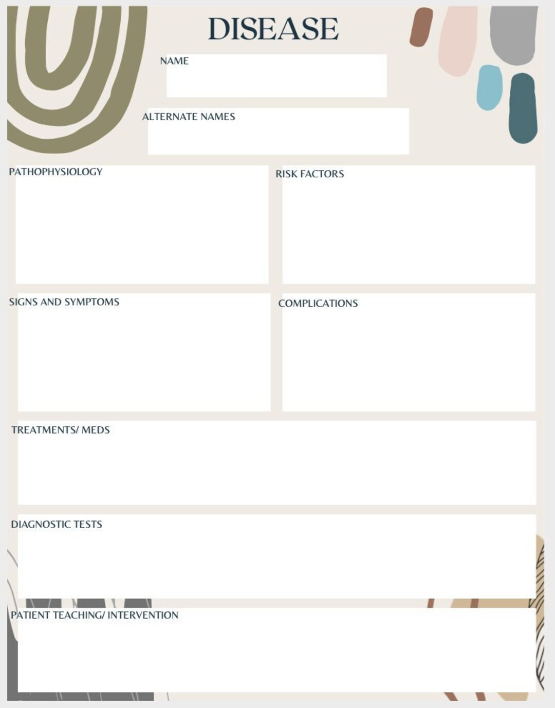 Disease Process Worksheet for Nursing - Etsy