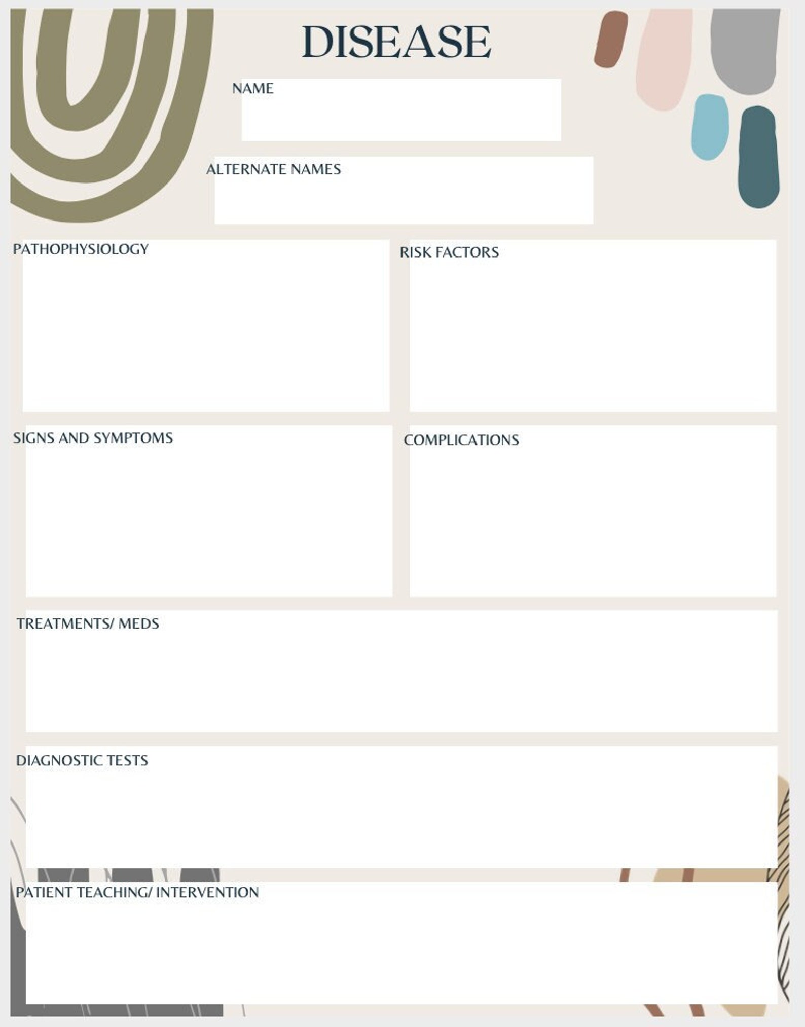 Disease Process Worksheet for Nursing - Etsy