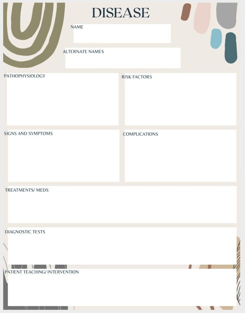 Disease Process Worksheet for Nursing - Etsy