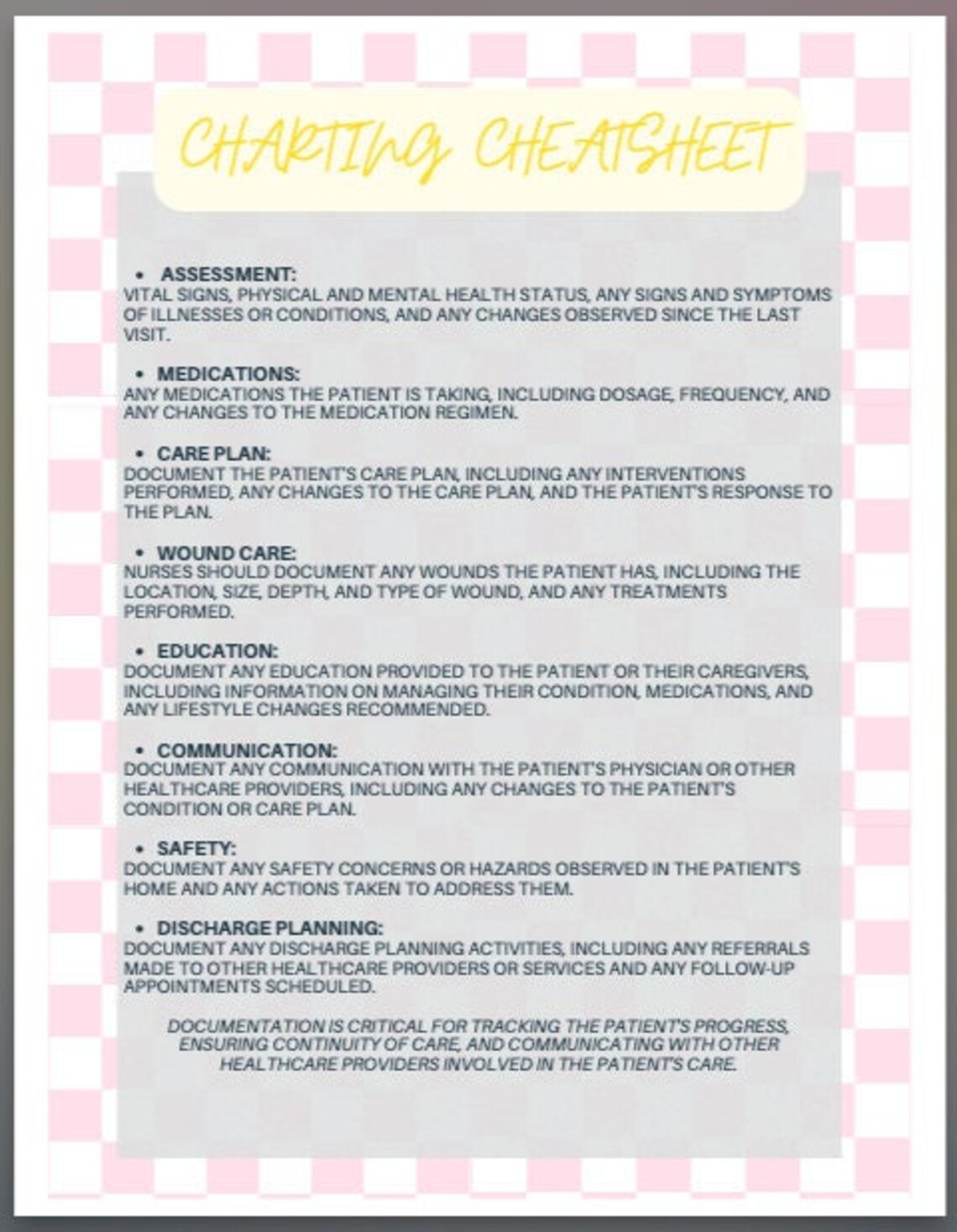 CHARTING CHEAT SHEET - Etsy