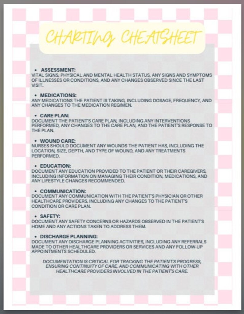 CHARTING CHEAT SHEET - Etsy