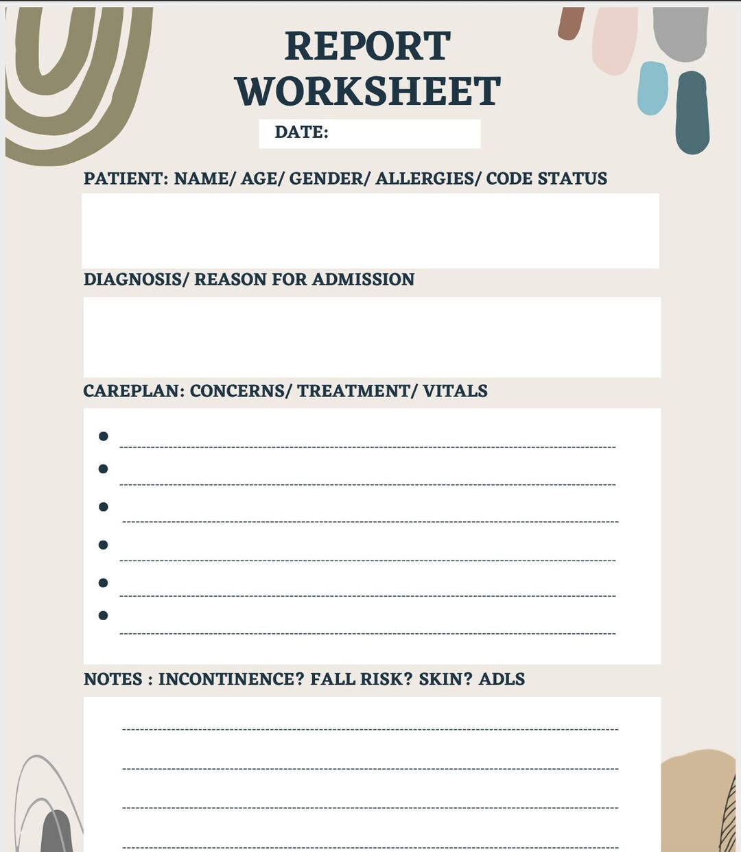Nursing Report Pass off Sheet - Etsy