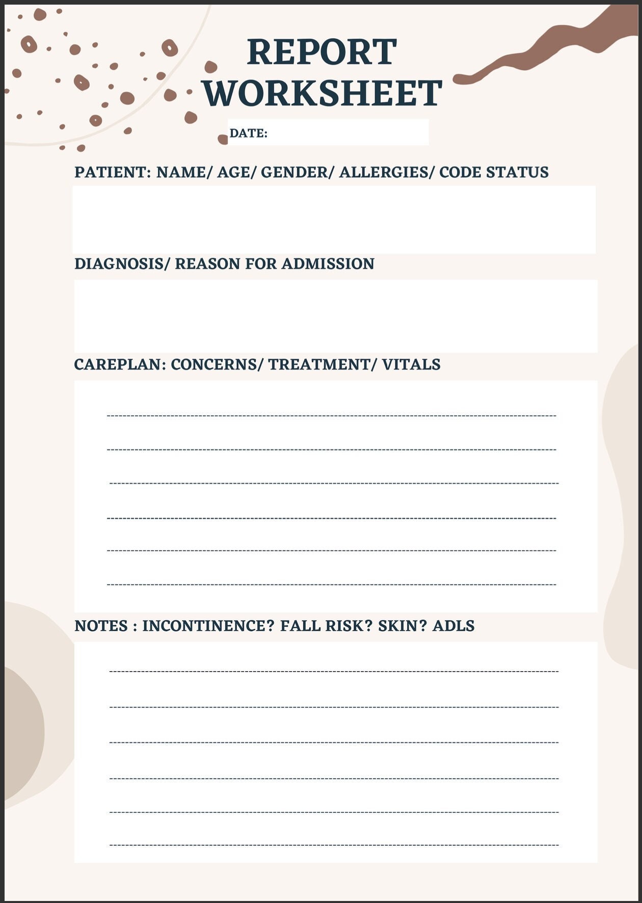 Nursing Report Pass off Sheet - Etsy