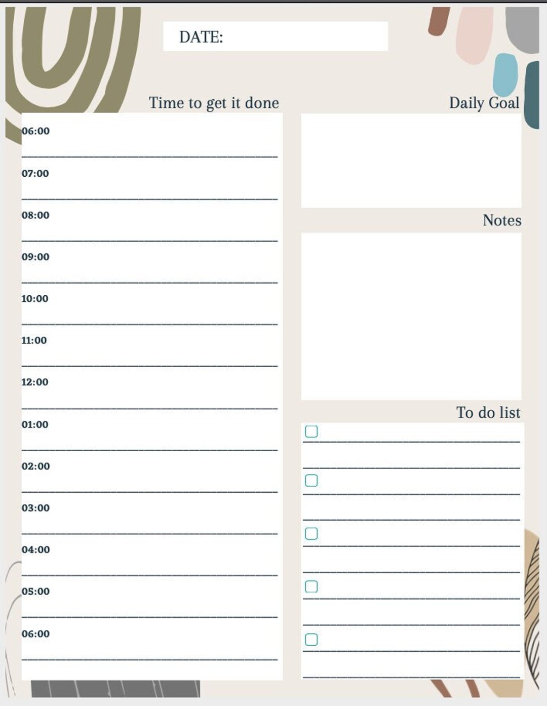 Daily Task Sheet - Etsy