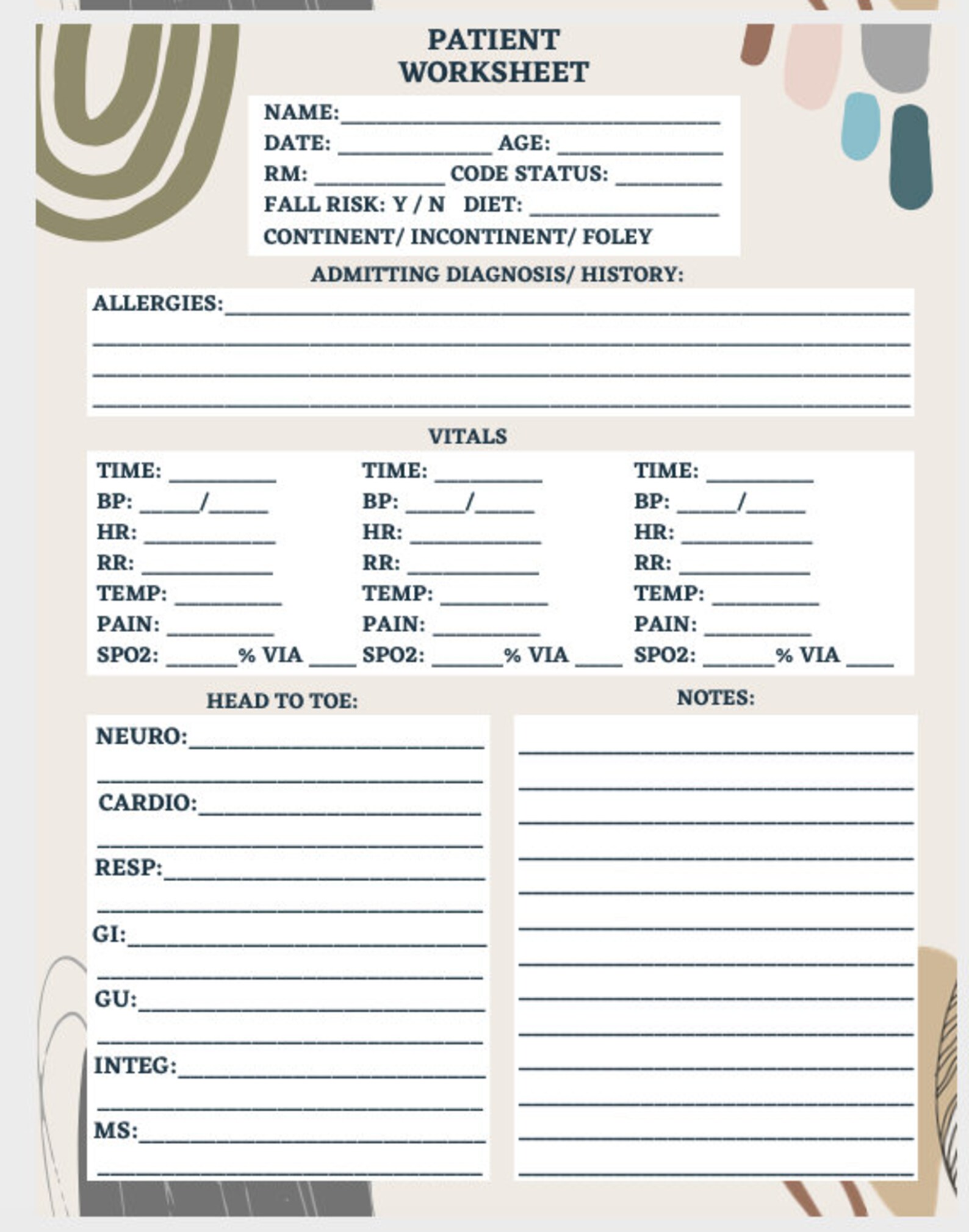 Nursing Report Pass off Sheet - Etsy