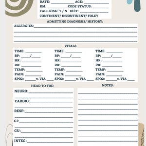Nursing Report Pass off Sheet - Etsy