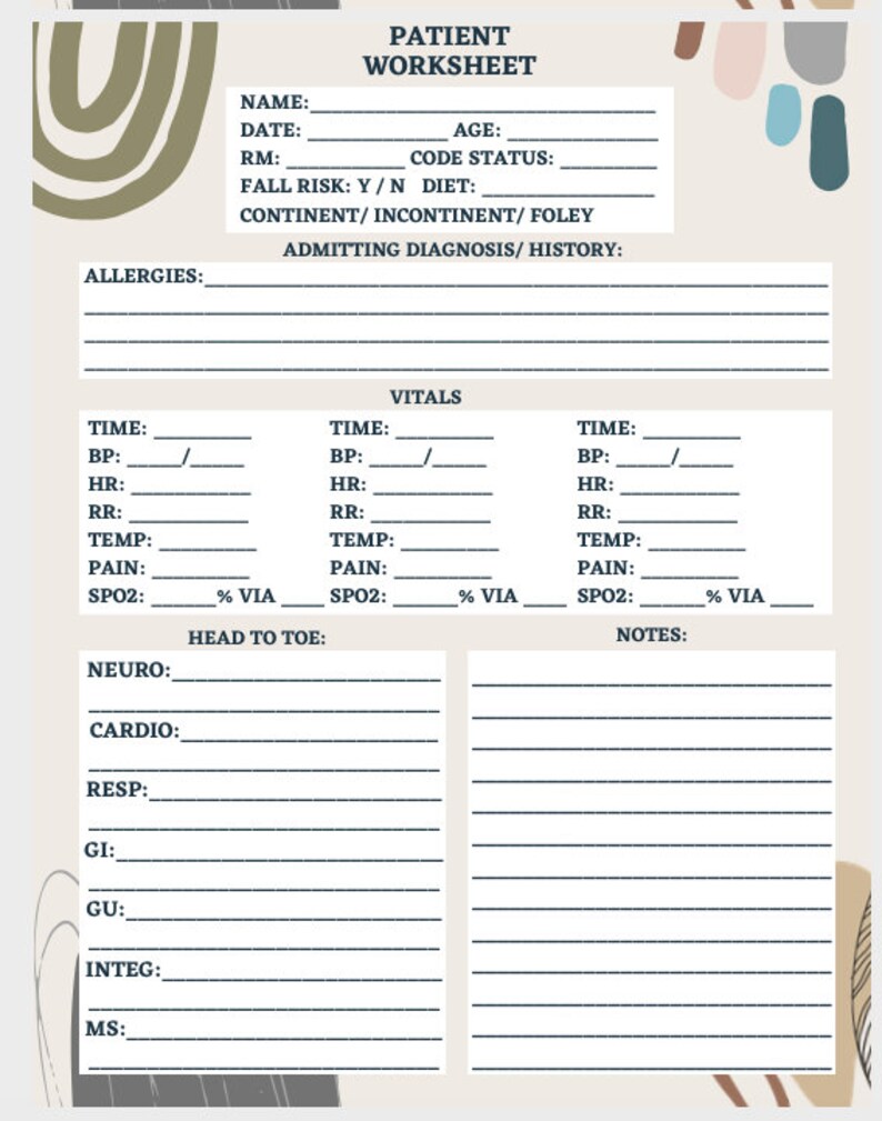 Nursing Report Pass off Sheet - Etsy