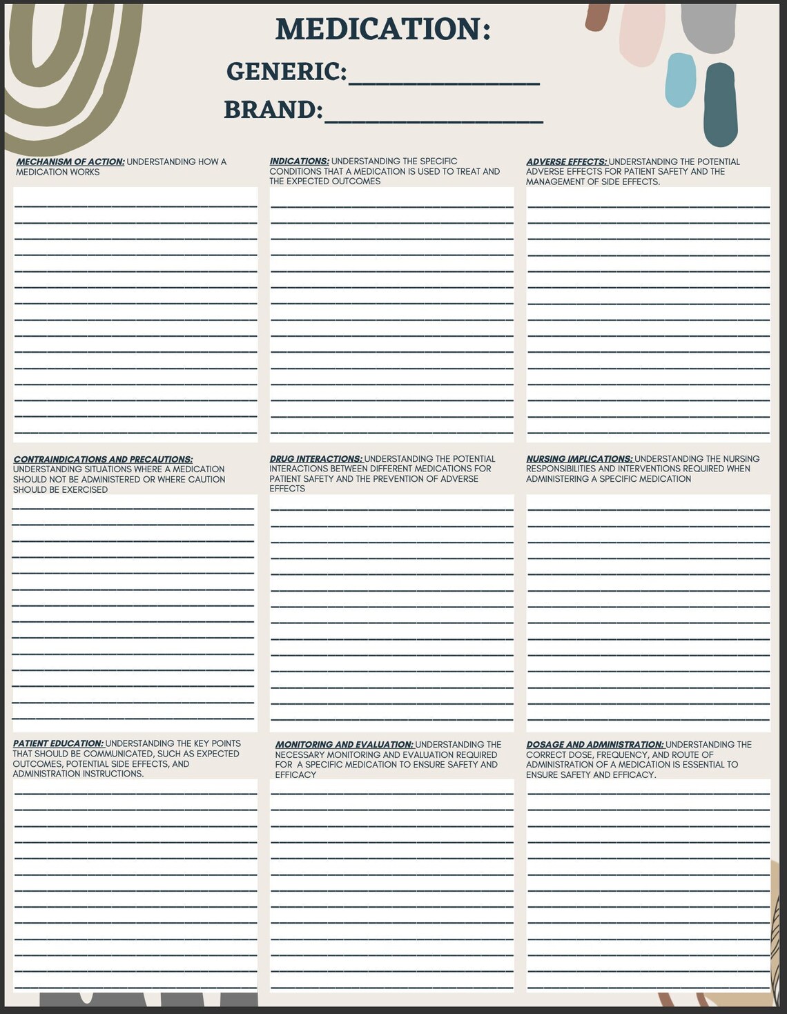 Pharmacology Medication Card, Great for Nursing Students - Etsy
