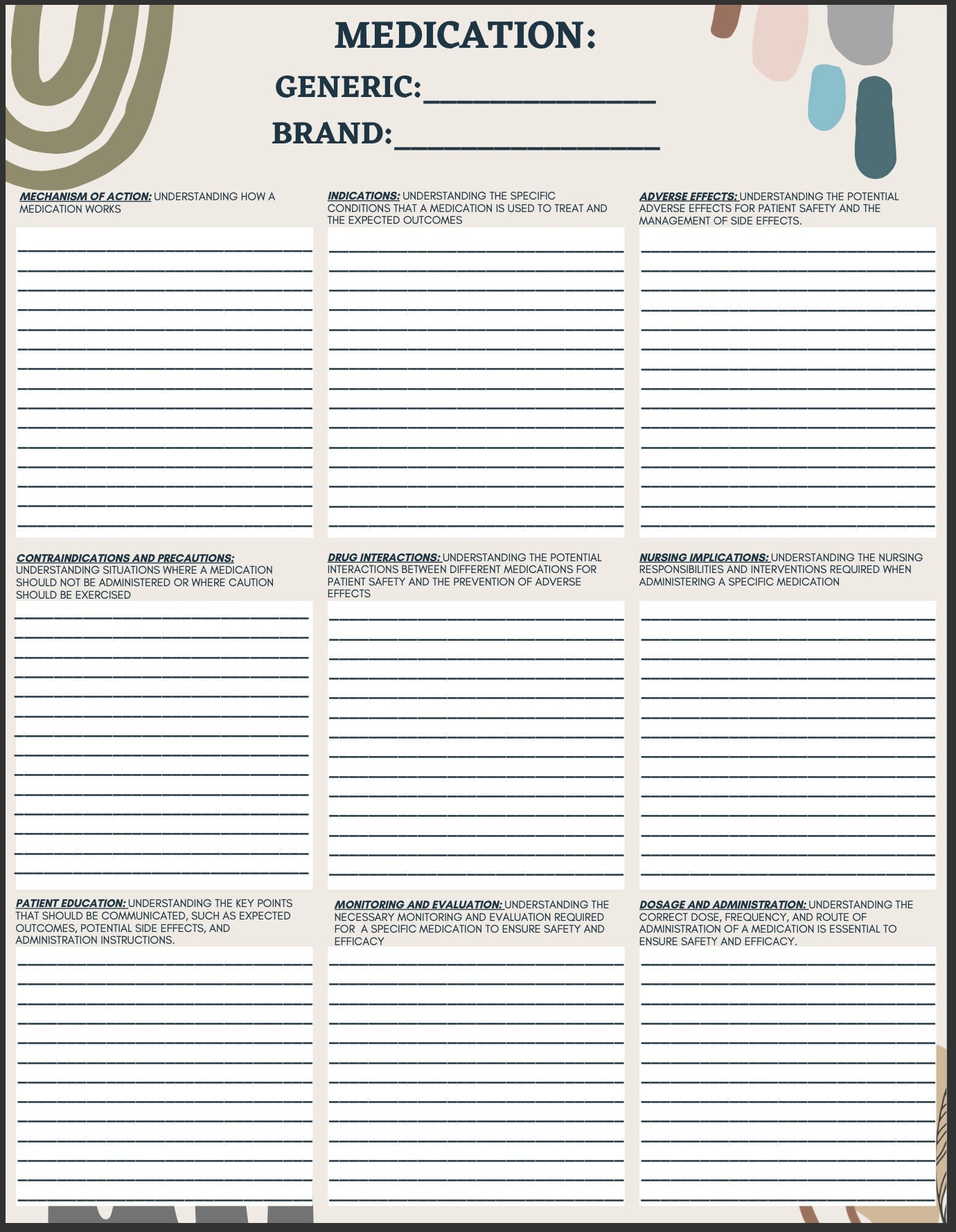 Pharmacology Medication Card, Great for Nursing Students - Etsy