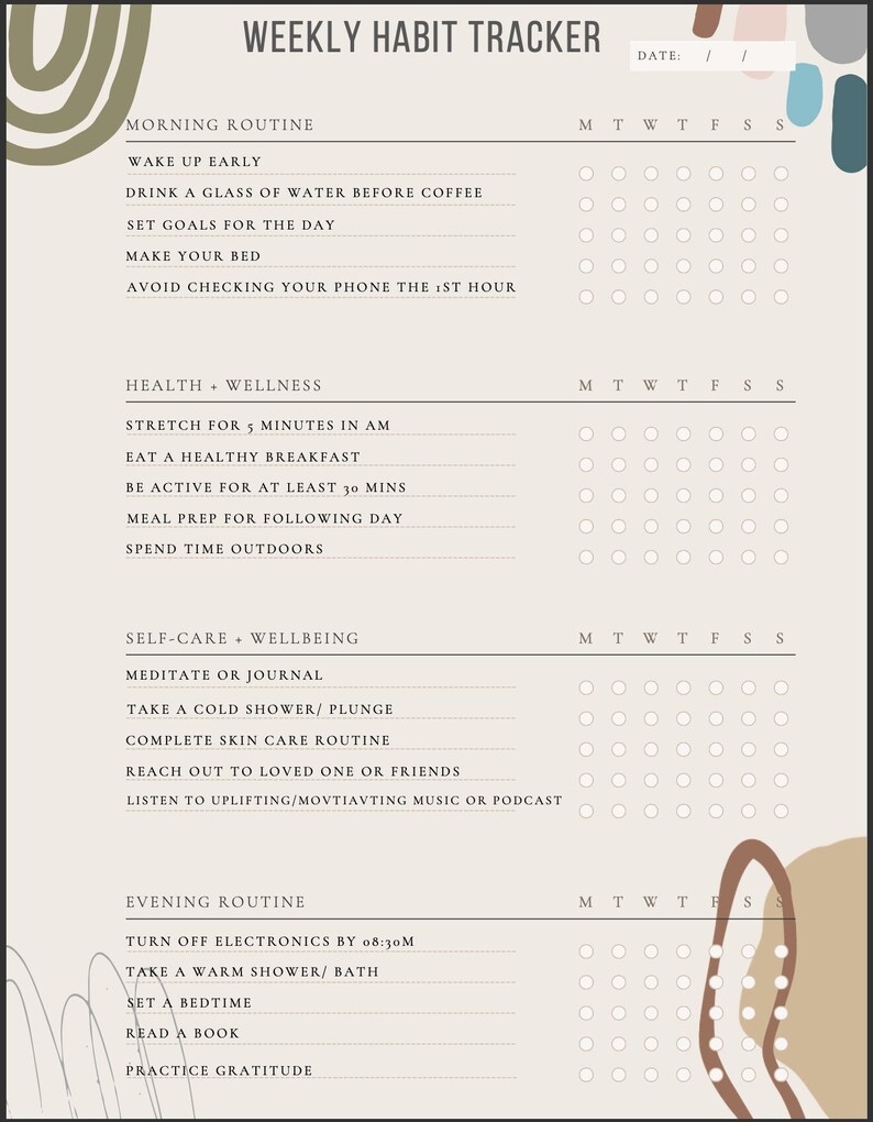 Weekly Habit Tracker - Etsy
