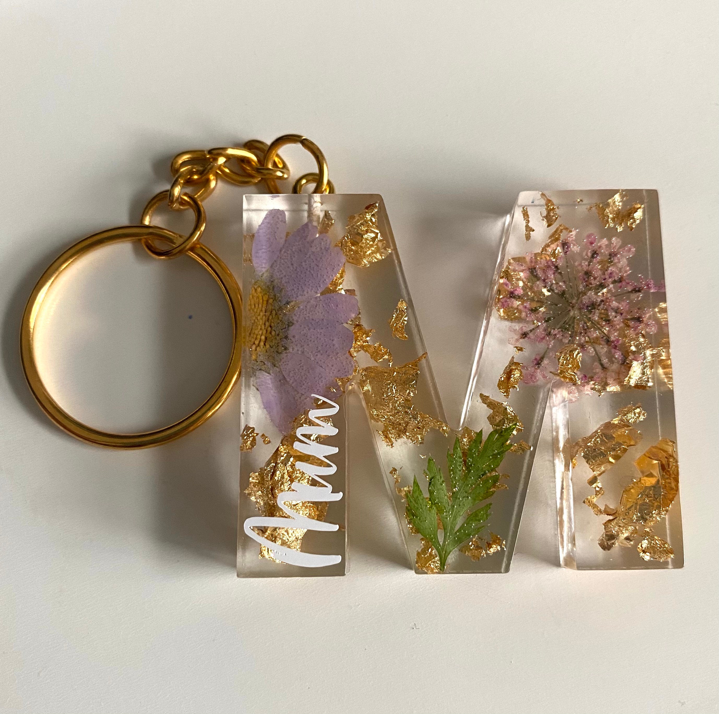Personalised Custom Resin Keyring With Name and colour tassel | Etsy