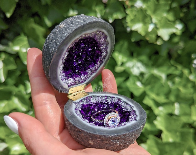 Ready to Ship Natural Geode Agate Box, Wedding Ring Box, Perfect for ...