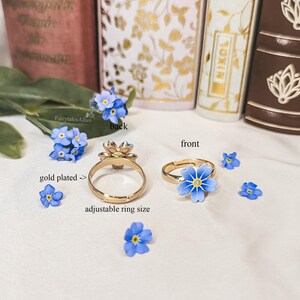 Forget-me-not Ring Handpainted Forget Me Not Flower Gold Plated or ...