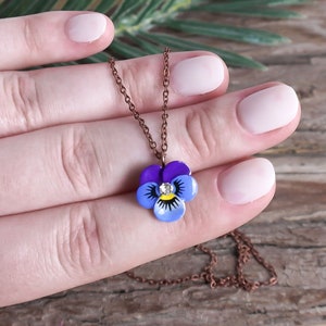 Pansy Necklace Handpainted Inspired by Vintage Enamel Flower Jewelry ...