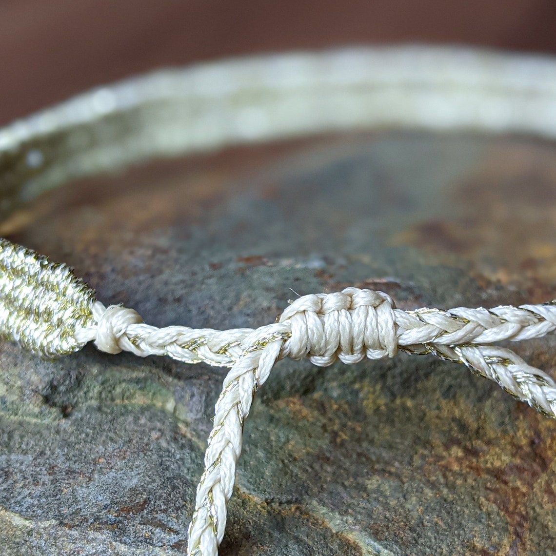 Handwoven Fabric Silver Bracelet, Minimalist String Bracelet, Woven ...