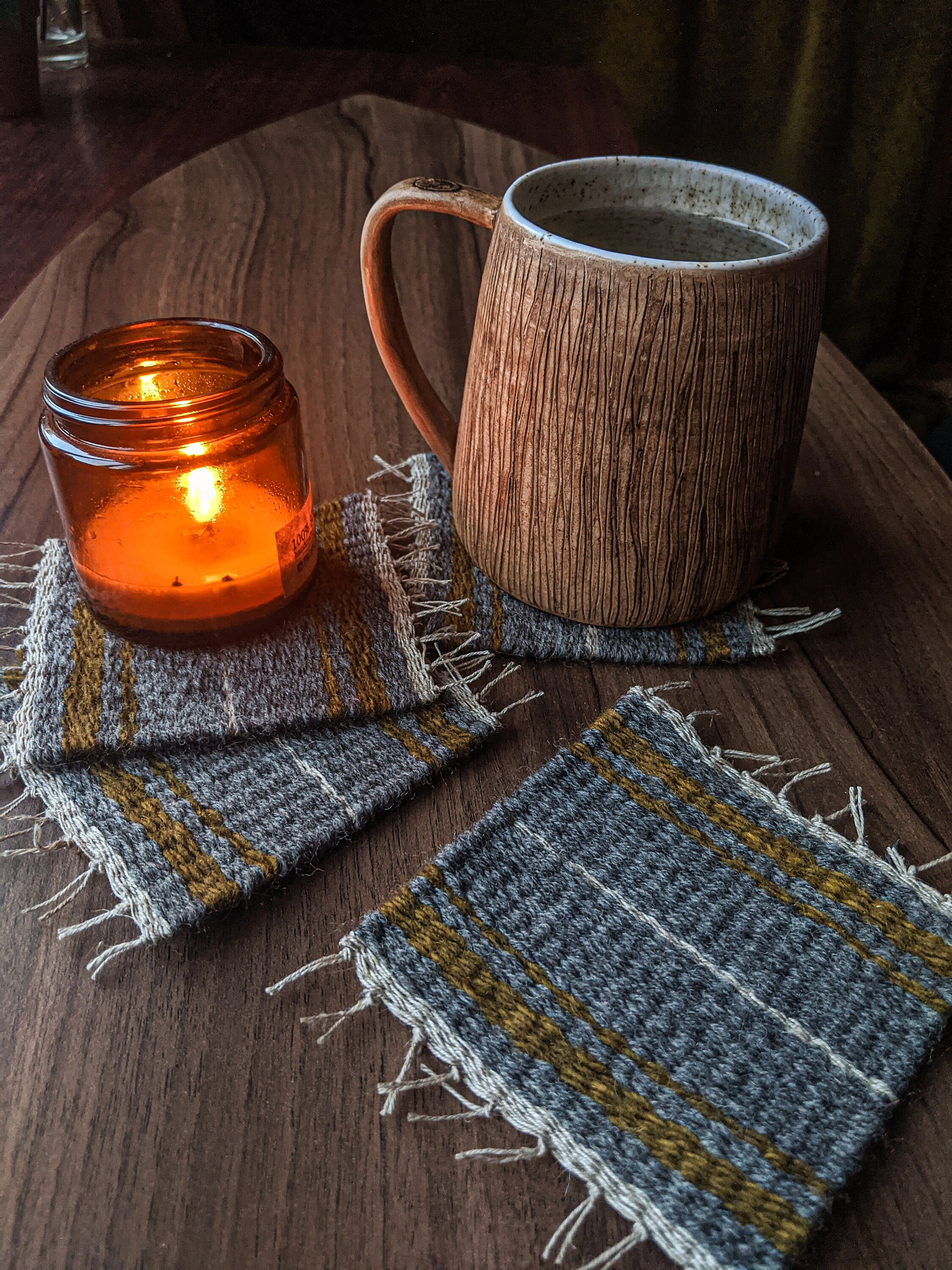 Woven Coasters - Set of 4, Mug Rug, Cozy Fall Gift - Etsy