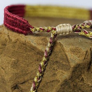 Burgundy Hand Woven Textile String Bracelet, Handwoven Minimalist ...