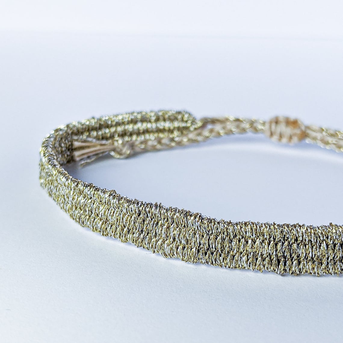 Handwoven Fabric Silver Bracelet, Minimalist String Bracelet, Woven ...