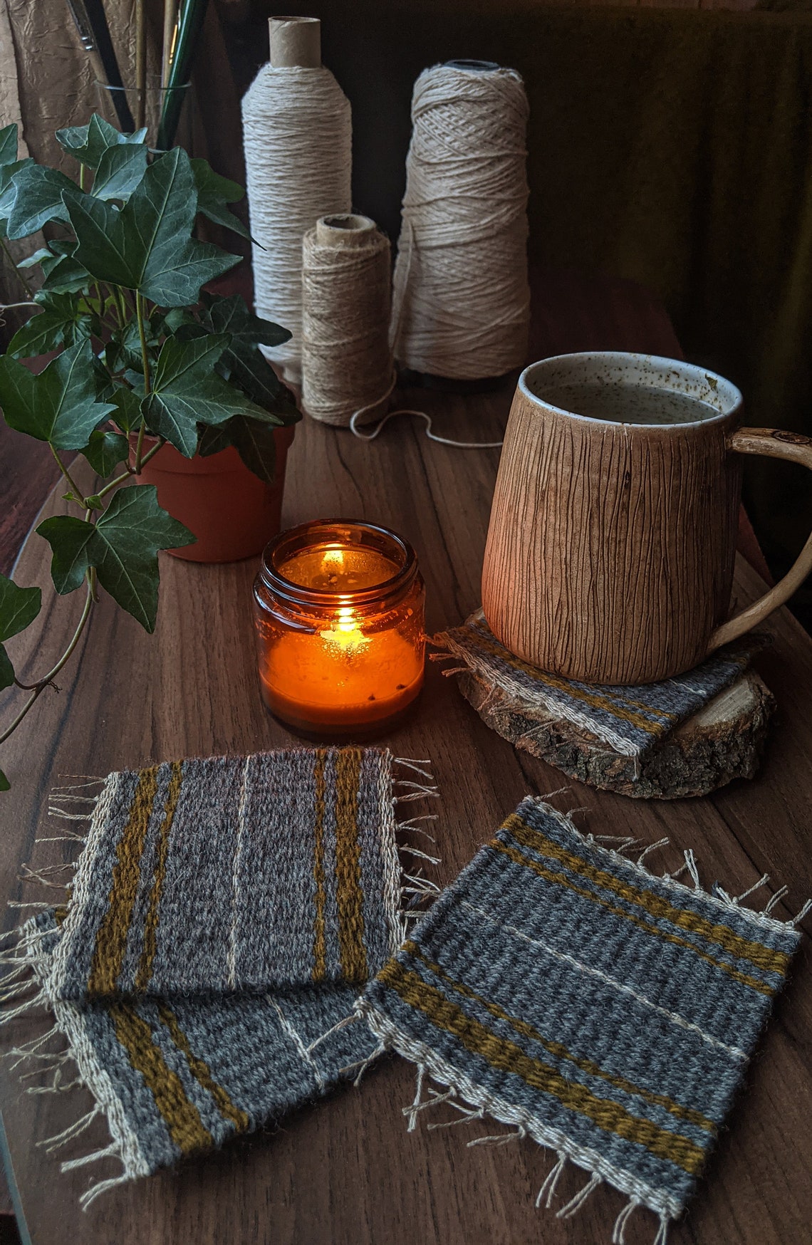 Woven Coasters - Set of 4, Mug Rug, Cozy Fall Gift - Etsy