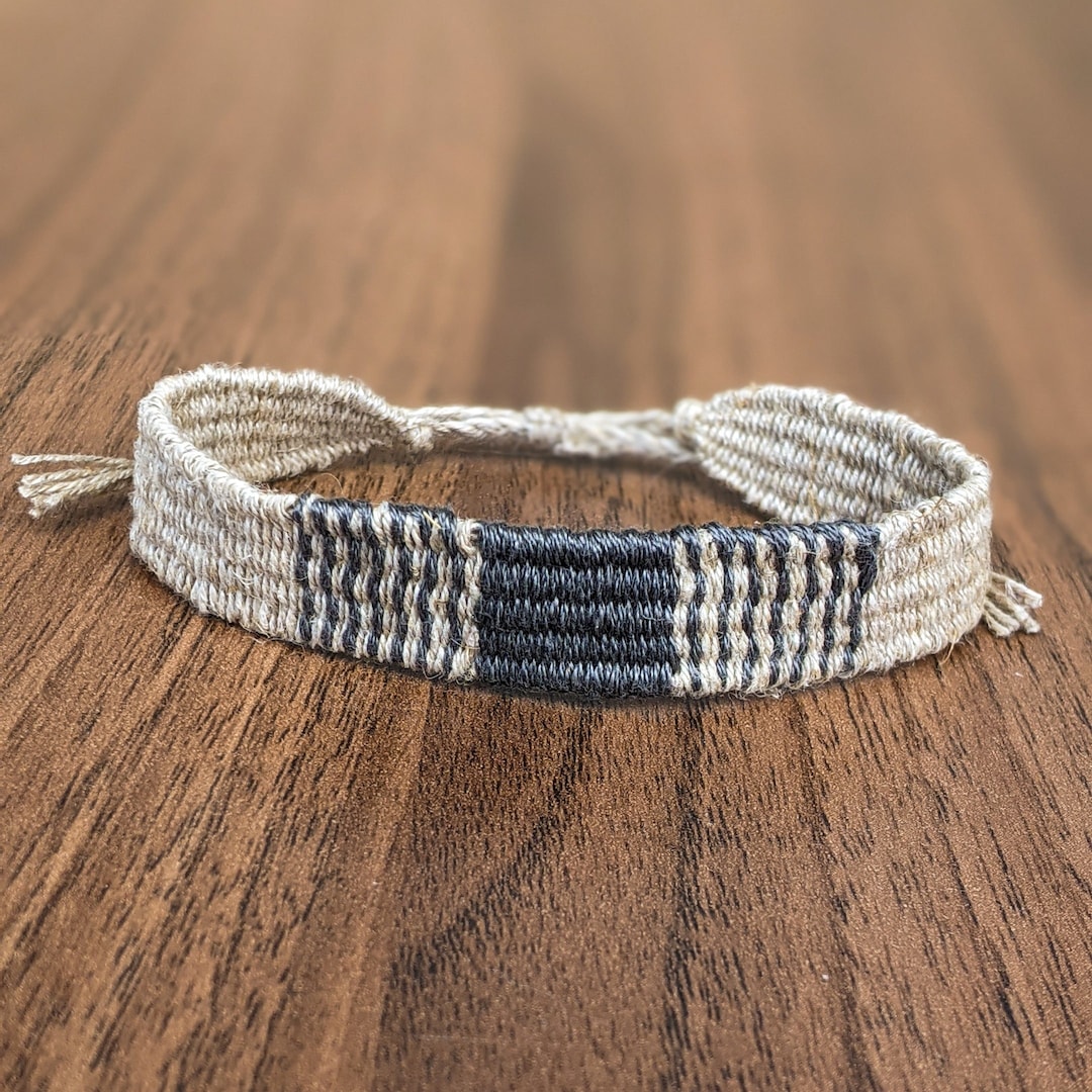 Linen Handwoven Bracelet, Minimalist Textile Mens Bracelet, Woven ...