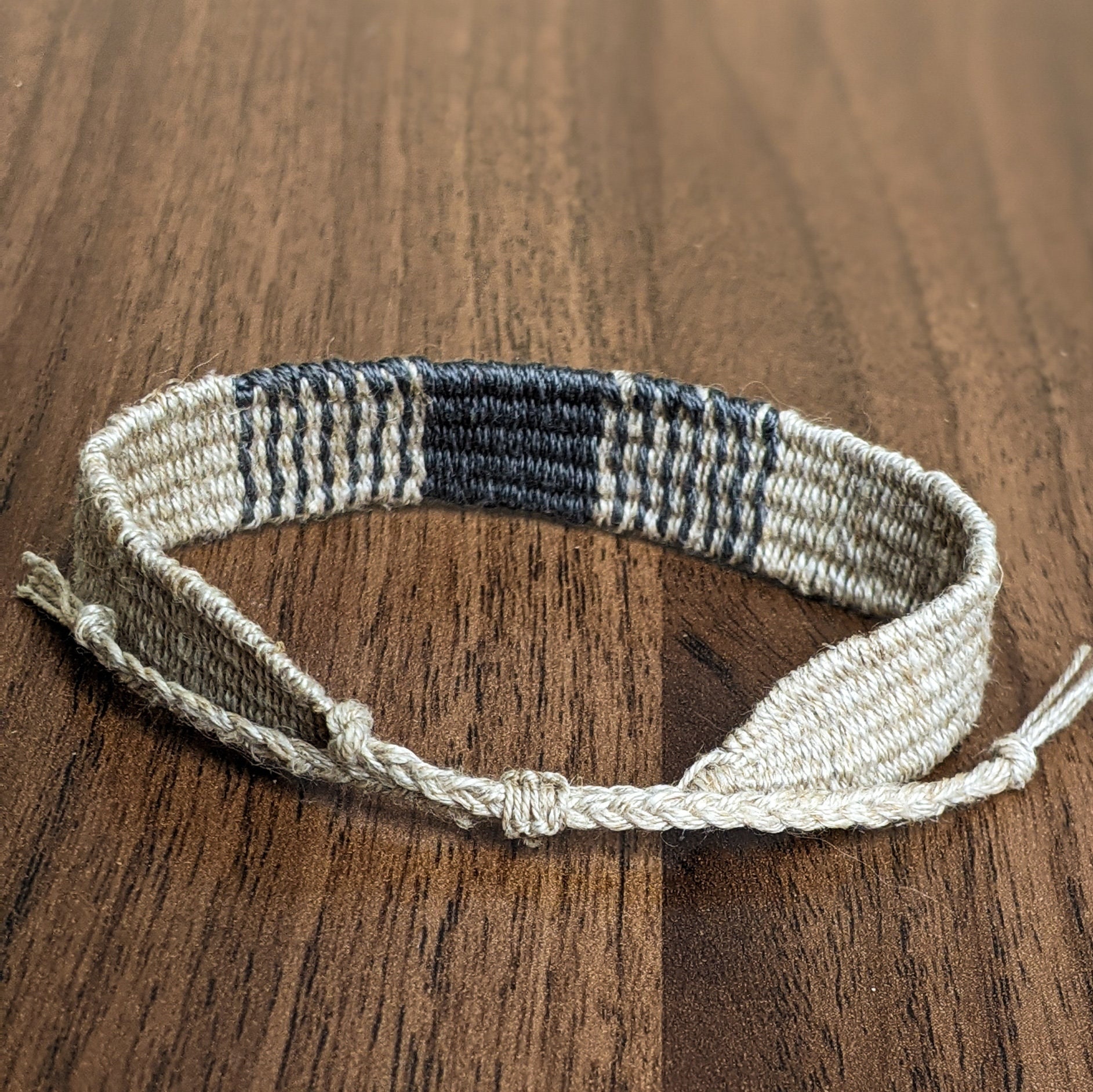 Linen Handwoven Bracelet, Minimalist Textile Mens Bracelet, Woven ...