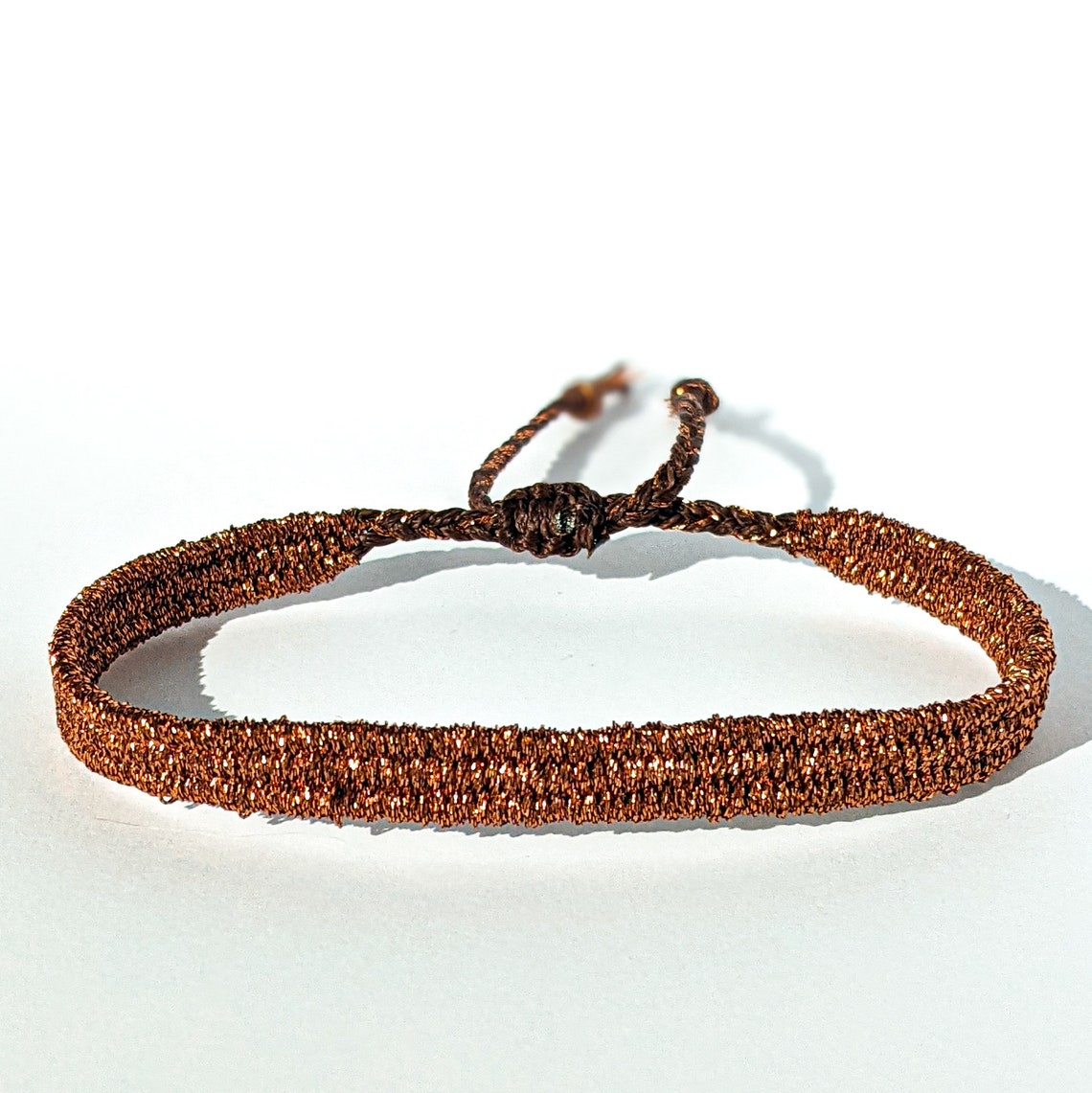 Handwoven Fabric Copper Gold Silver Bracelet, Minimalist String Textile ...