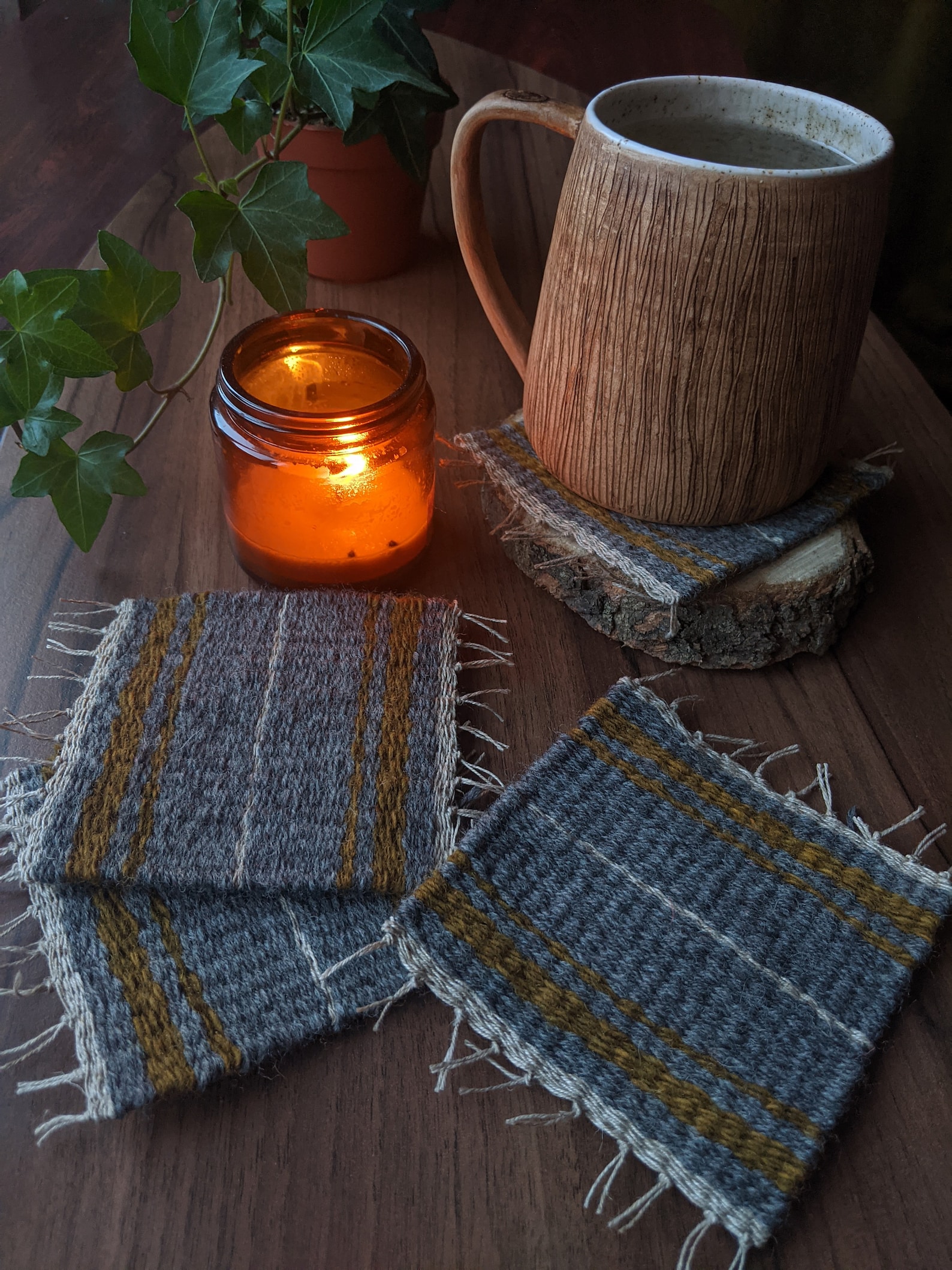 Woven Coasters - Set of 4, Mug Rug, Cozy Fall Gift - Etsy