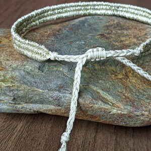Handwoven Fabric Silver Bracelet, Minimalist String Bracelet, Woven ...