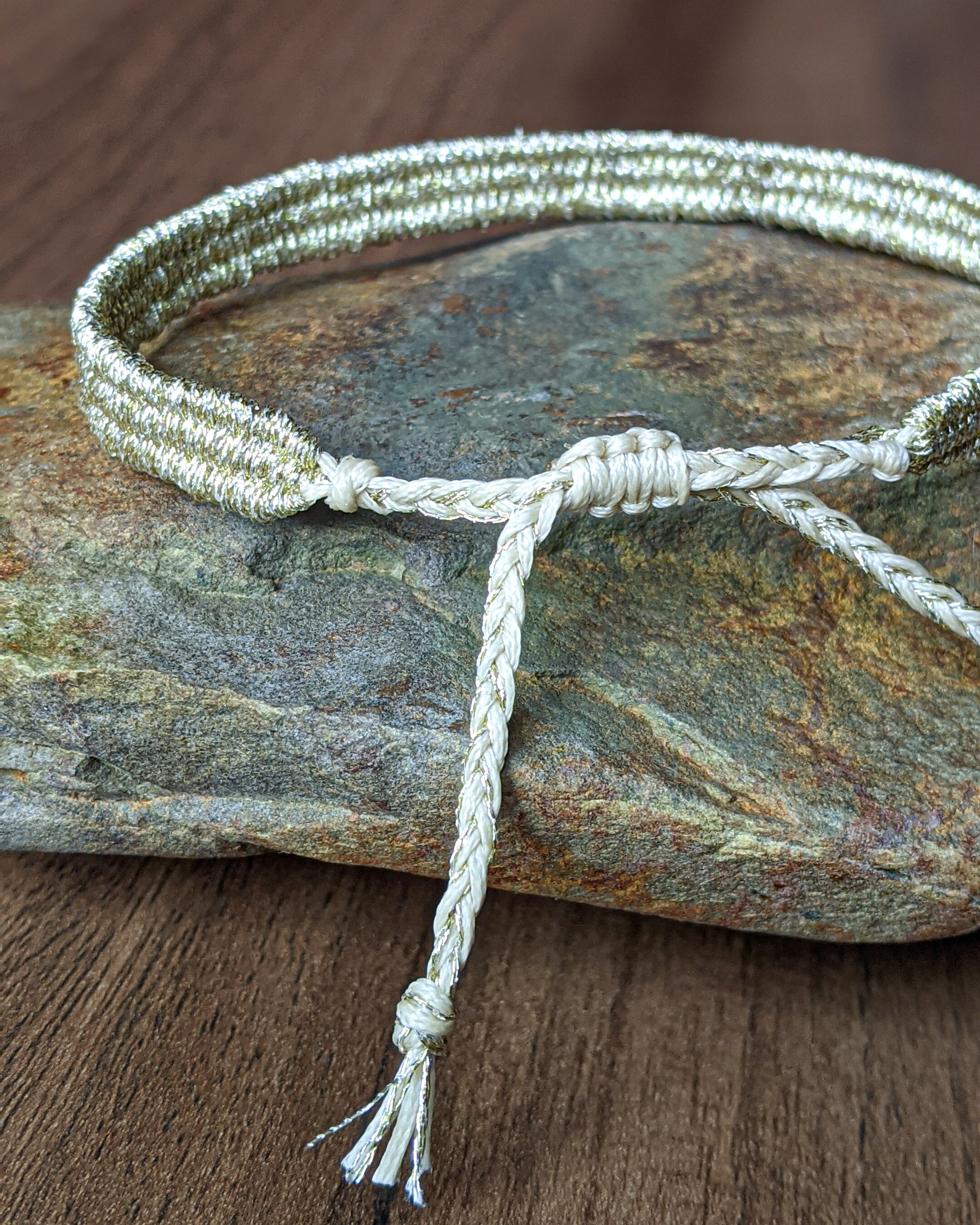 Handwoven Fabric Silver Bracelet, Minimalist String Bracelet, Woven ...