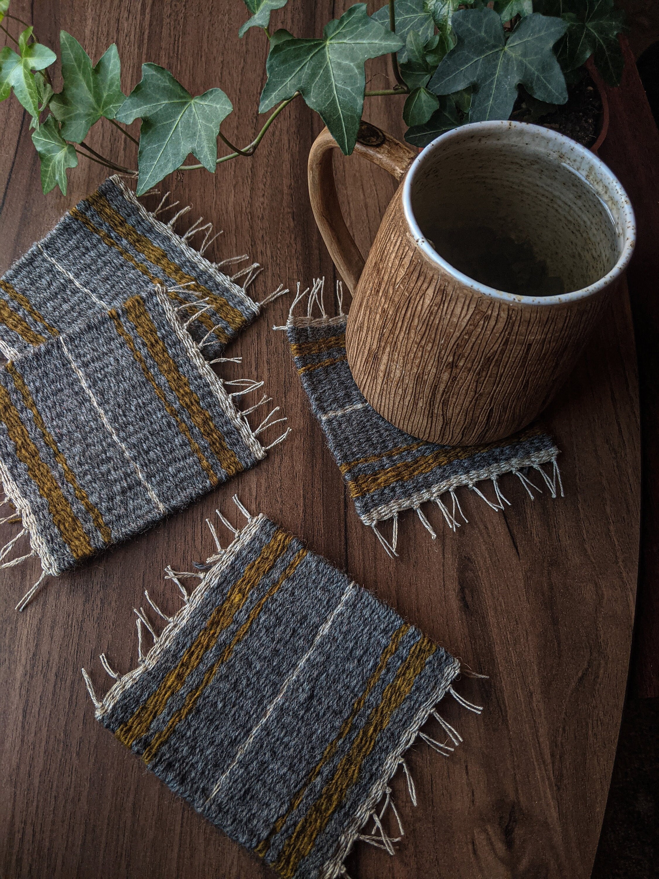 Woven Coasters - Set of 4, Mug Rug, Cozy Fall Gift - Etsy