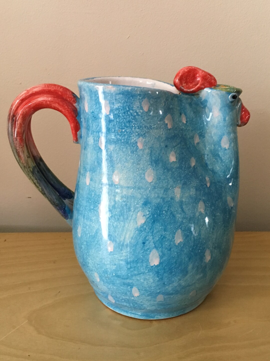 Pottery Chicken Vintage Spatter Pitcher Made in Italy - Etsy