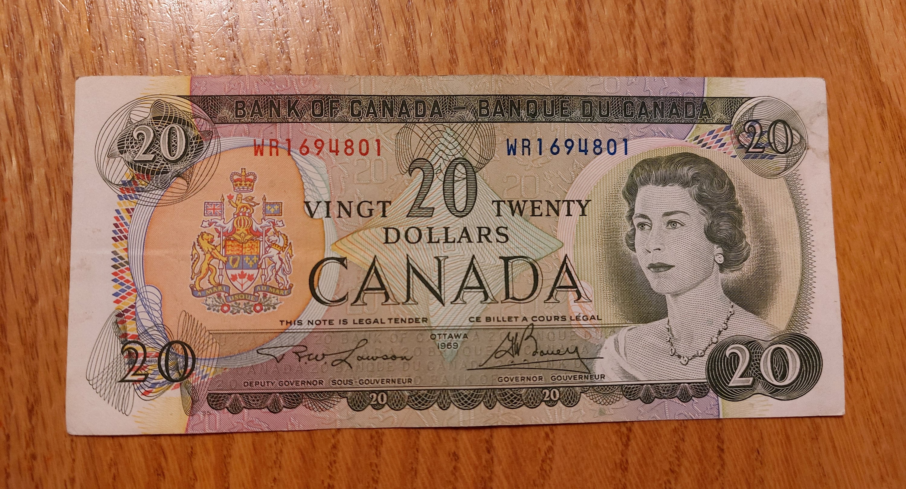 1969 Canada 20 Dollar Banknote - Etsy
