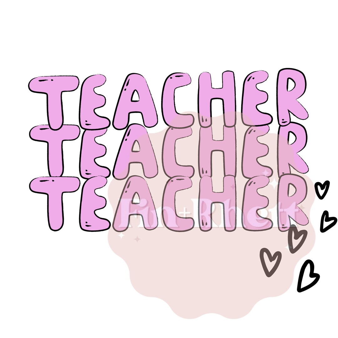 Teacher PNG Purple Teacher PNG Hearts Retro Png Retro - Etsy