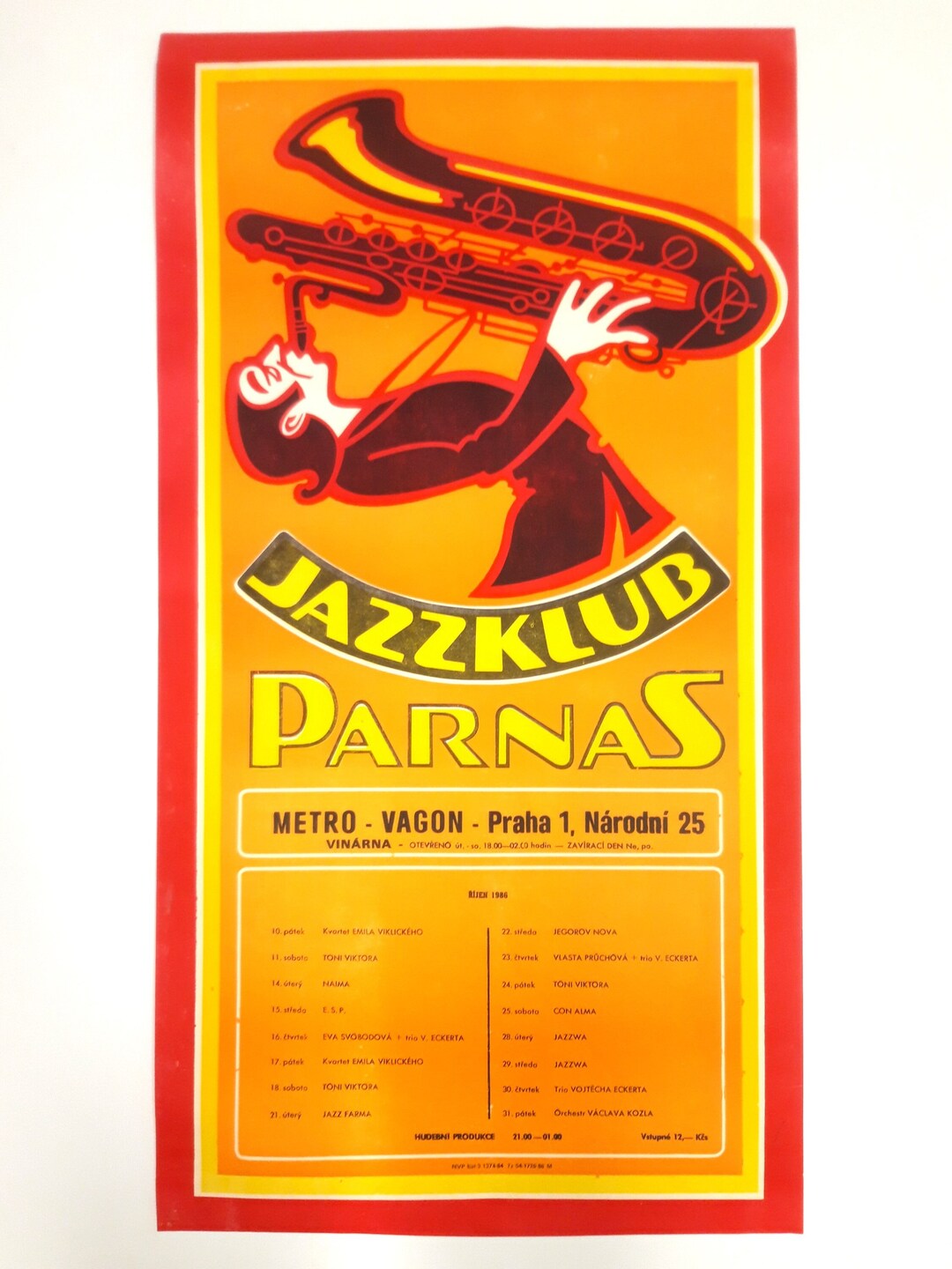 Original Vintage Czechoslovakian Poster for the Jazz Club Parnas - Etsy