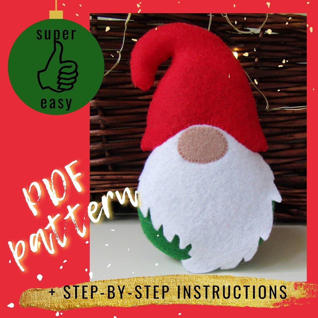 Patron PDF facile nain de Noël. Patron en feutre de nain d'hiver à ...