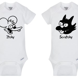 Itchy and Scratchy Baby Onesies/baby Clothes/the Simpsons/twins/baby ...
