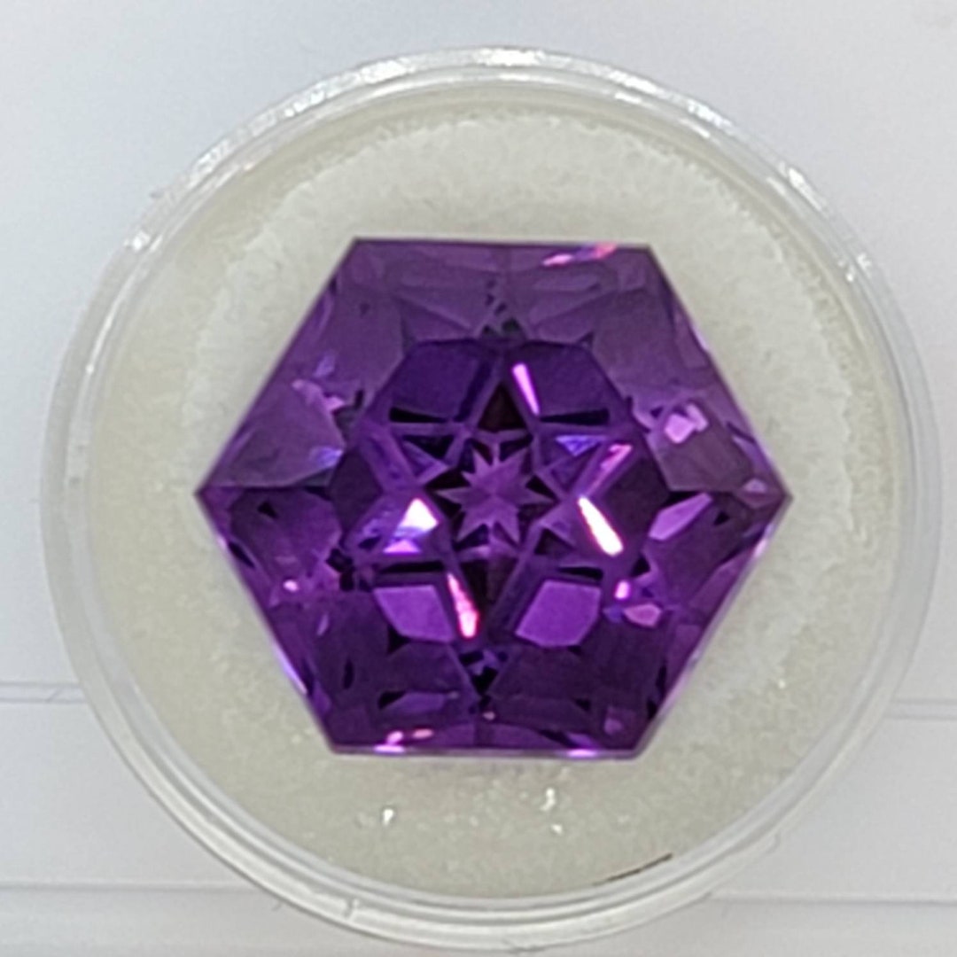LOOSE GEMSTONE- Massive Hexagonal Fantasy Cut Amethyst, Deep Color ...