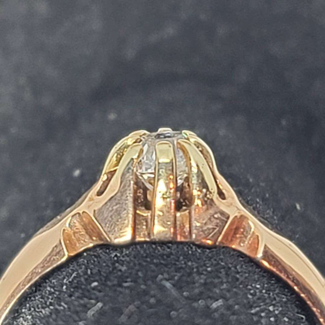 Vintage Diamond Rose and Yellow Gold Ladies Solitaire Ring, Natural OEC ...