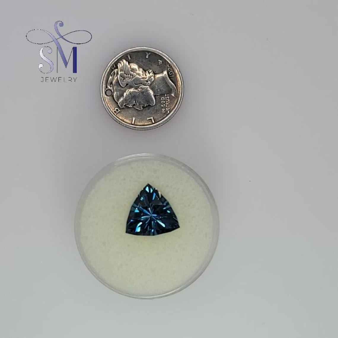 LOOSE GEMSTONE- Deep London Blue Topaz Precision Trillion With Rose Cut ...